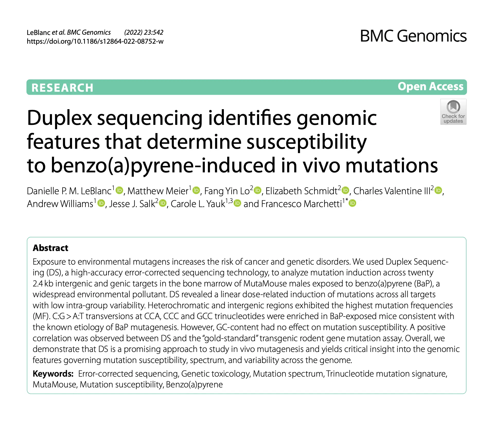 Duplex sequencing identifies genomic features that determine susceptibility to benzo(a)pyrene ...